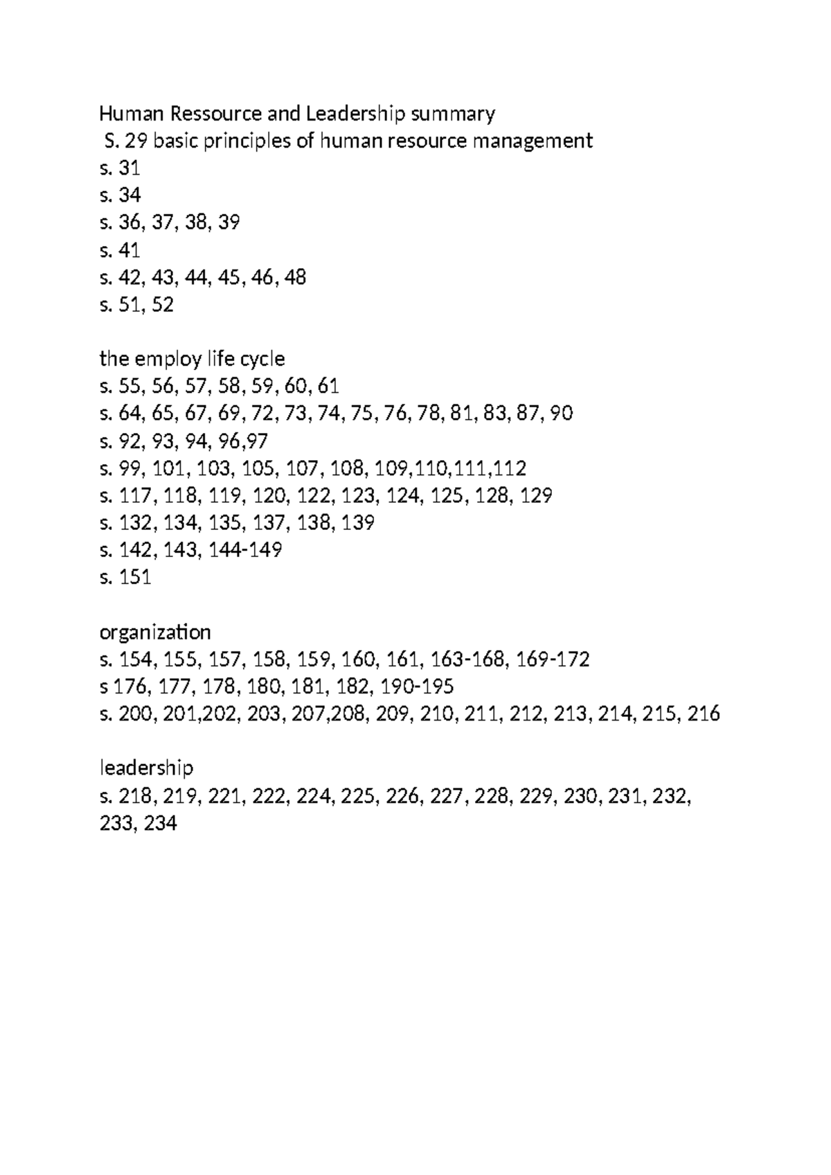 Human Ressource and Leadership summary - 29 basic principles of human ...