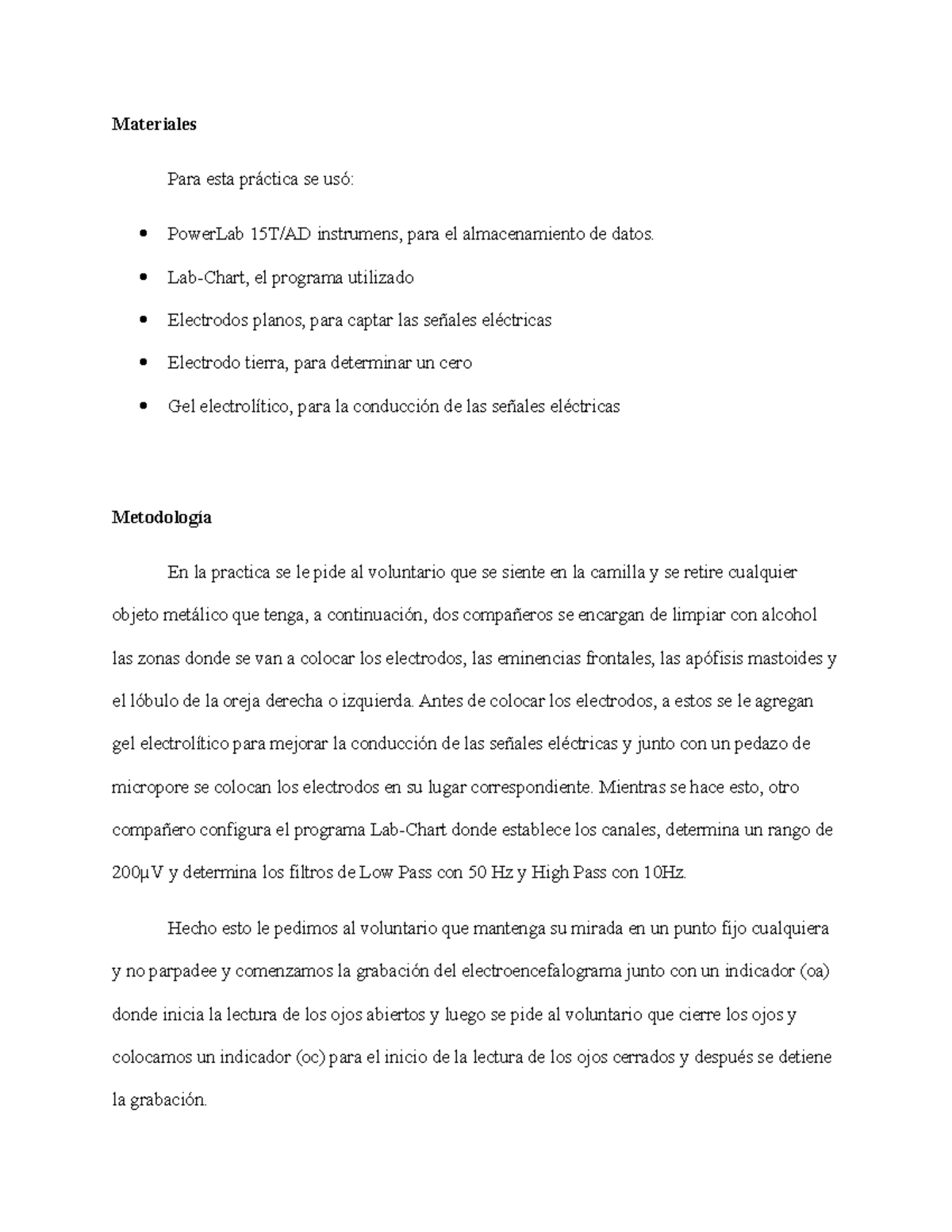 Materiales Y Metodologia - Materiales Para esta práctica se usó ...