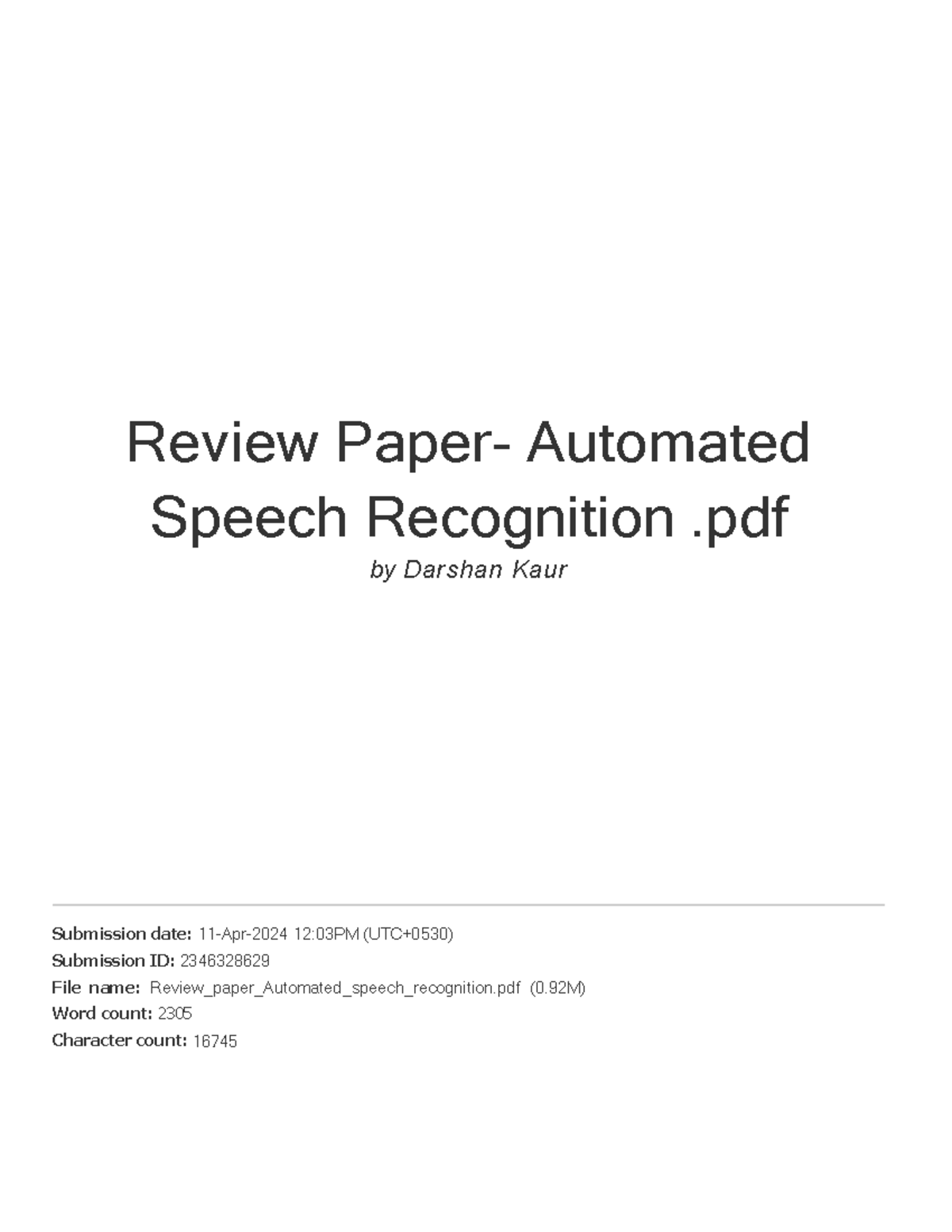 Review Paper- Automated speech recognition - pdf by Darshan Kaur ...