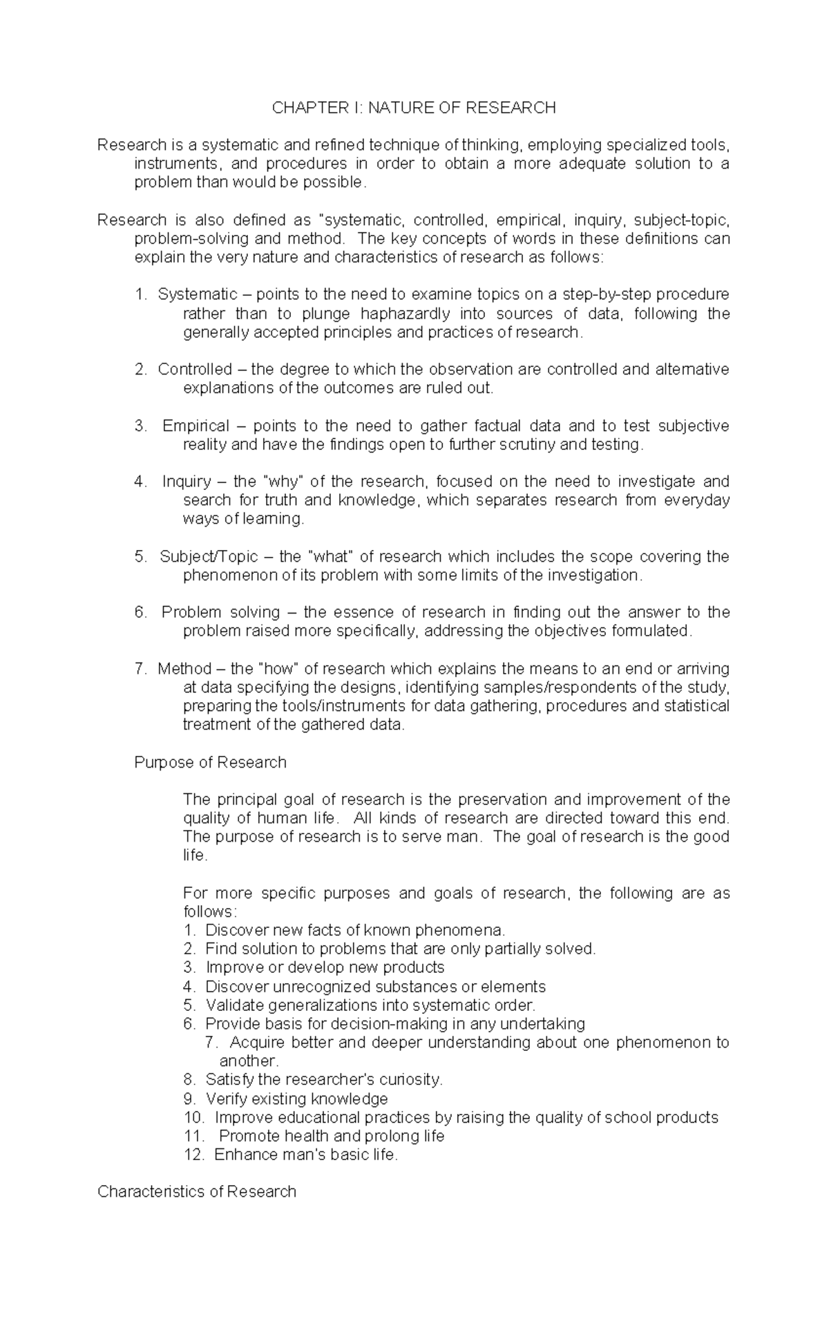 Chapter I Nature of Research - CHAPTER I: NATURE OF RESEARCH Research ...