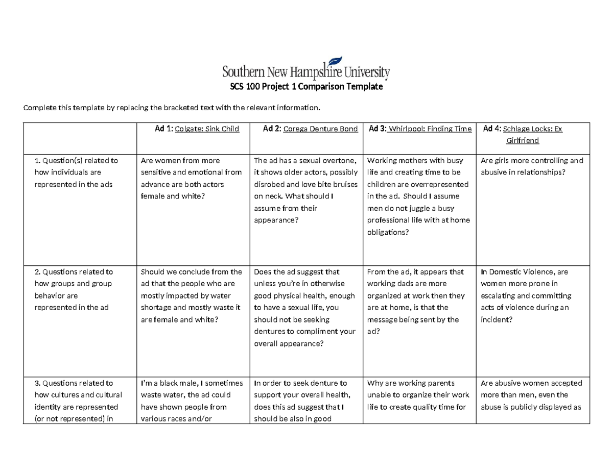 1-5 Activity Project 1 Comparison Template - SCS 100 Project 1 ...