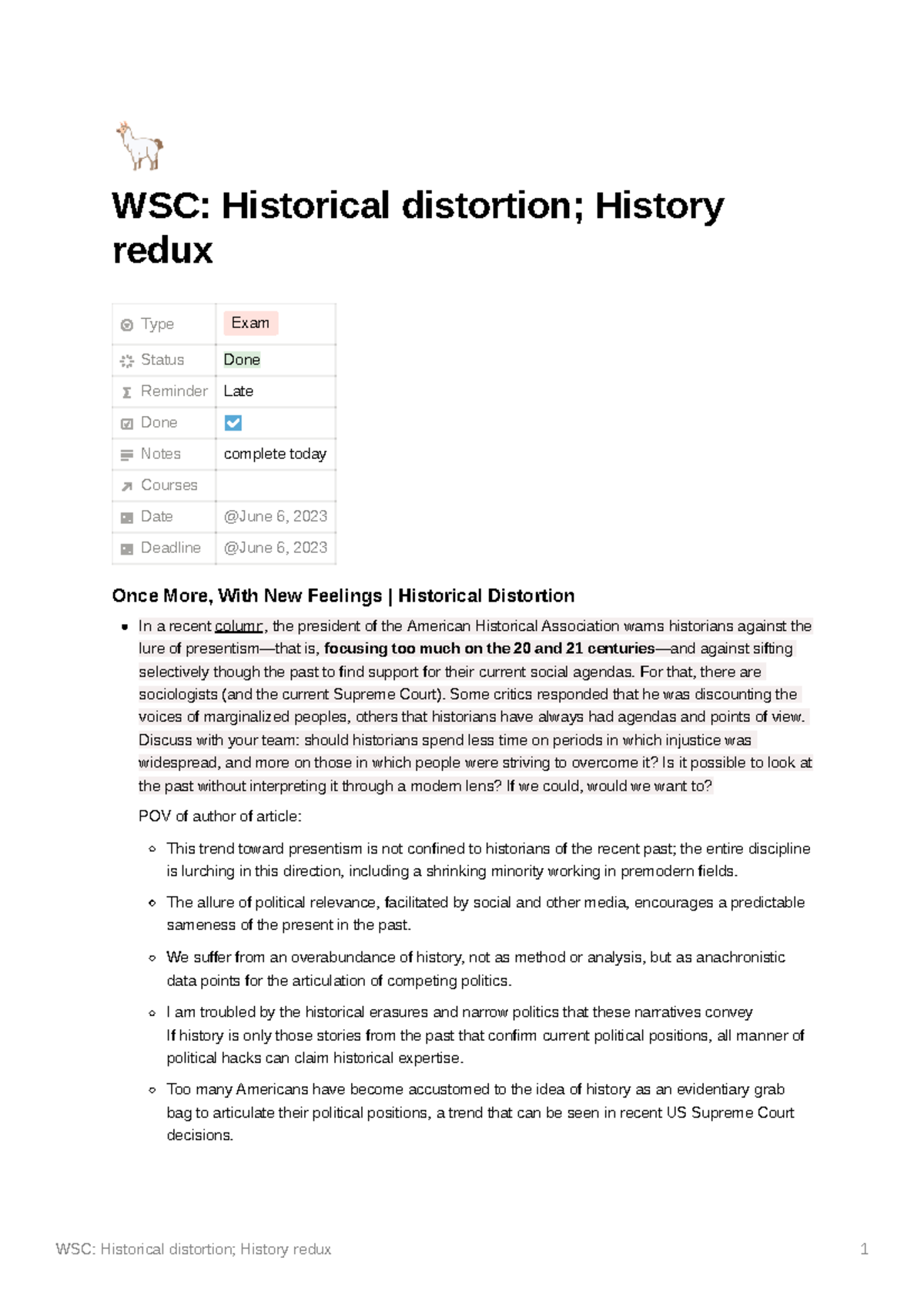 Historical Distortion&History Redux - 🦙 WSC: Historical distortion ...