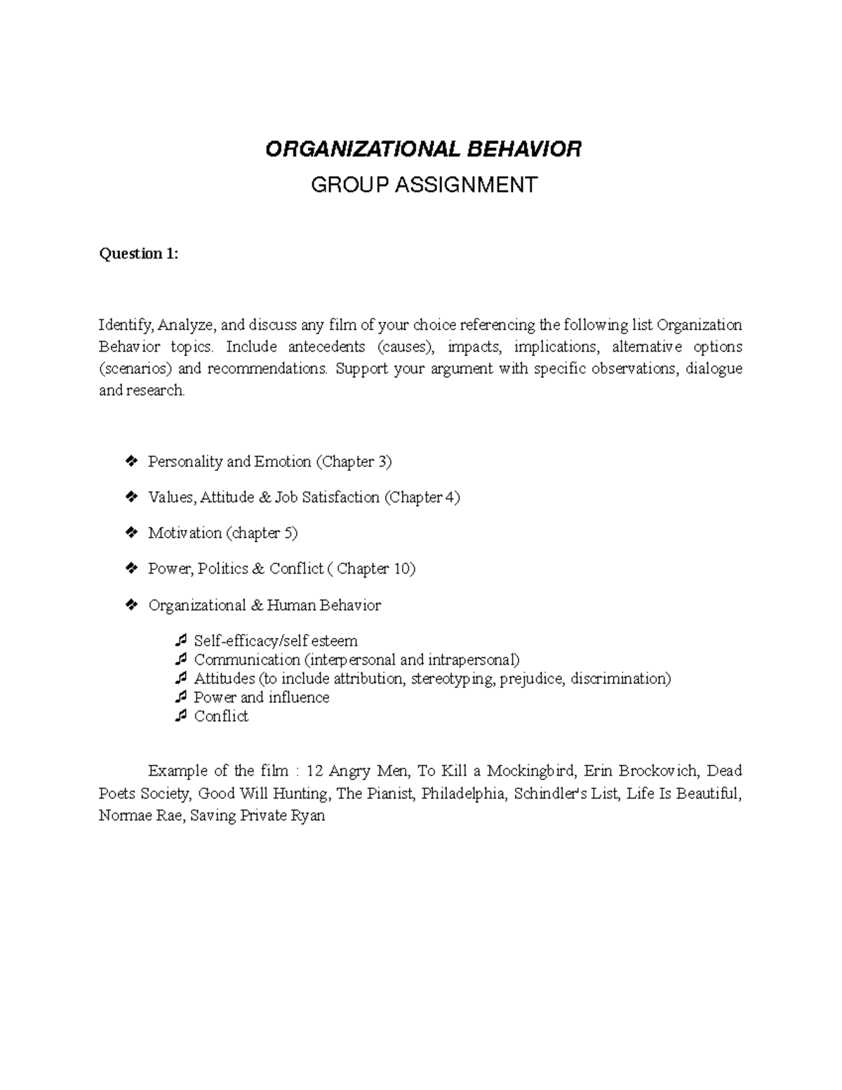 [Template] Assignment Organizational Behavior - ORGANIZATIONAL BEHAVIOR ...