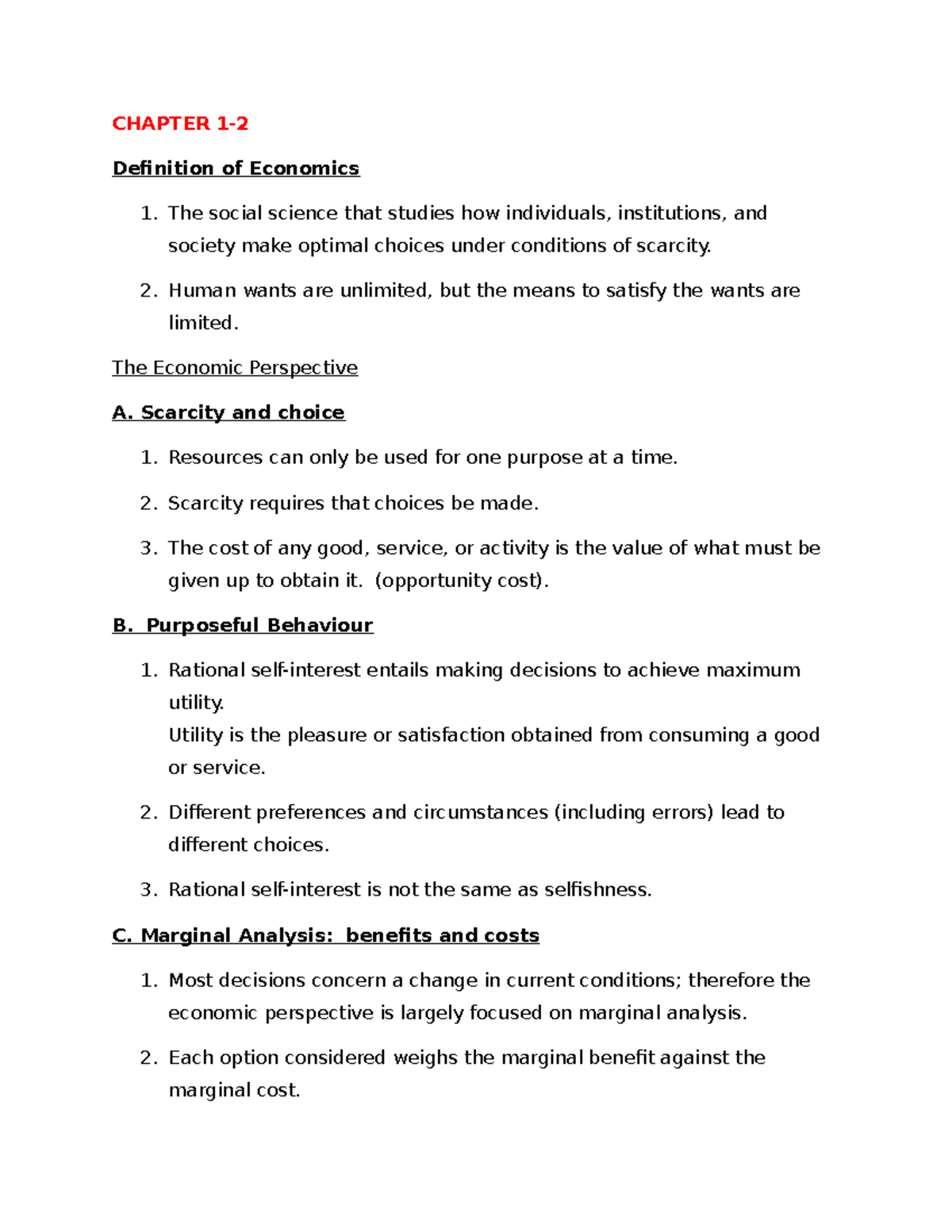 ECON 1032 Review Test 1 - CHAPTER 1- Definition of Economics The social ...