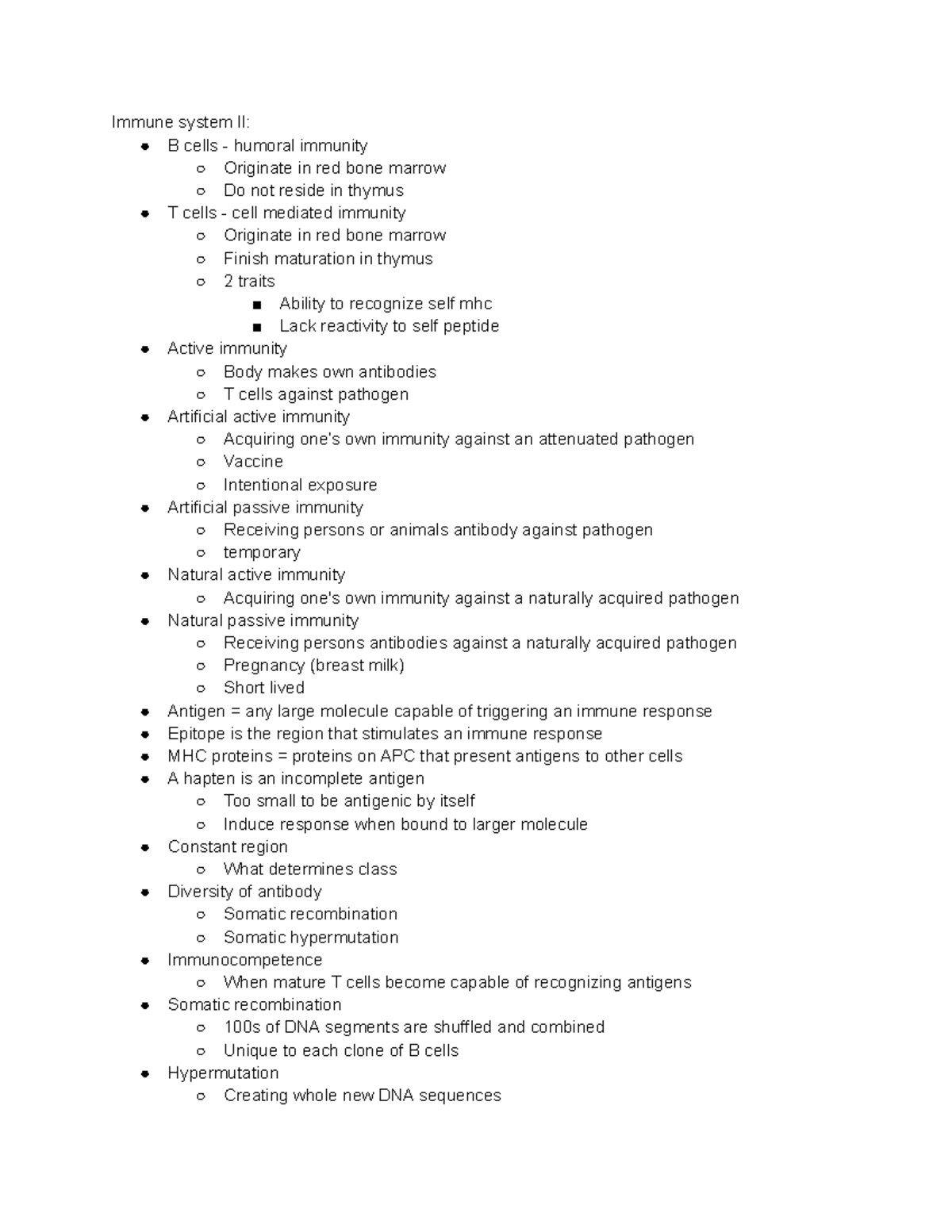 Immune system II review - Immune system II: B cells - humoral immunity ...