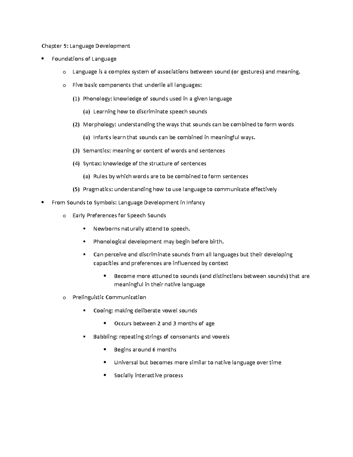 Psych 212 chp 9 - Professor Rhiannon Traigle - Chapter 9: Language Development Foundations of ...