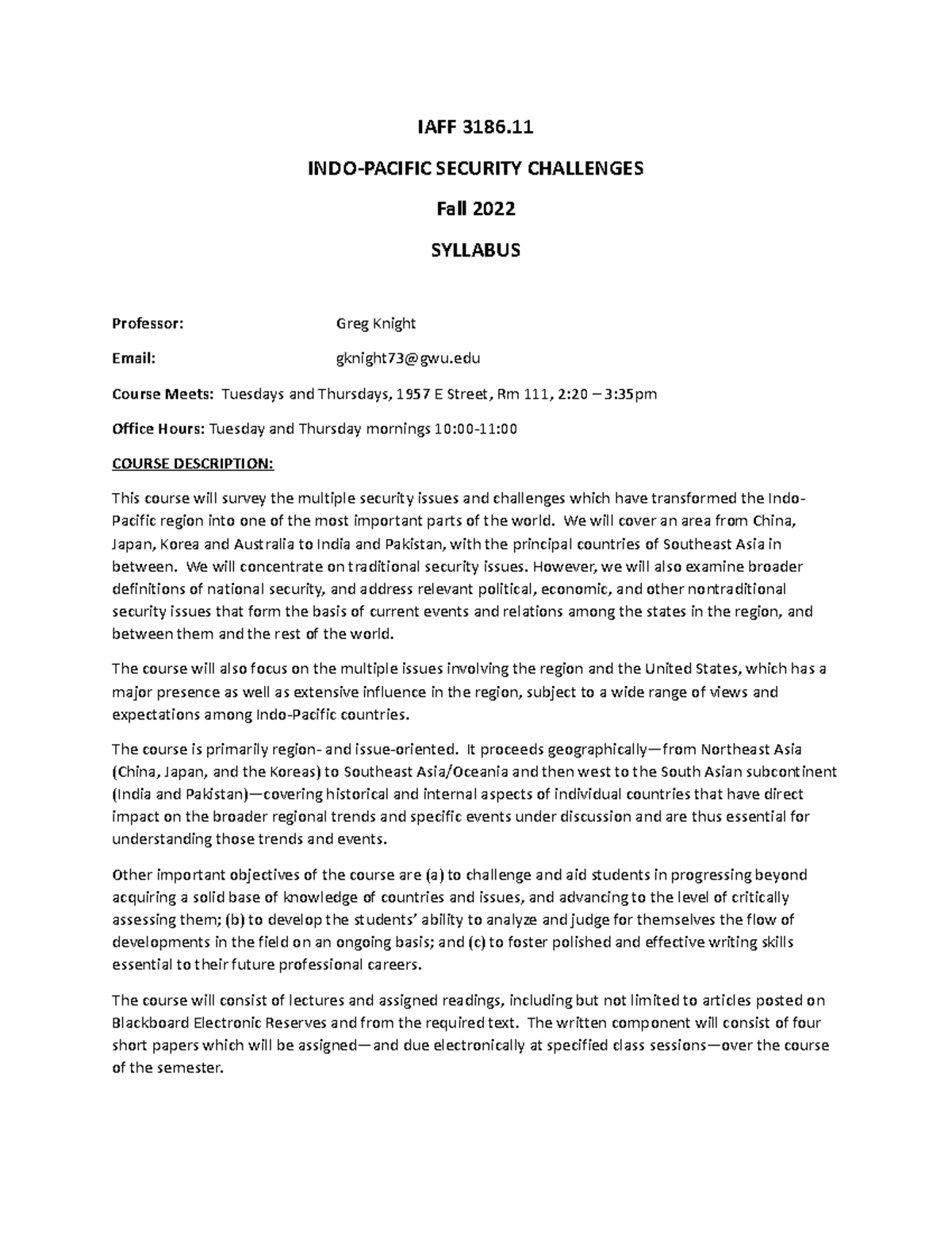 New fall 2022 - syllabus - IAFF 3186. INDO-PACIFIC SECURITY CHALLENGES ...
