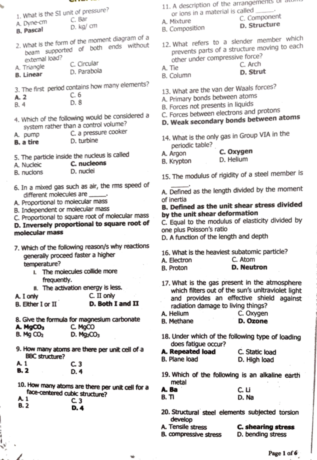 Chemistry & Strength OF Materials - Electrical Engineer - Studocu