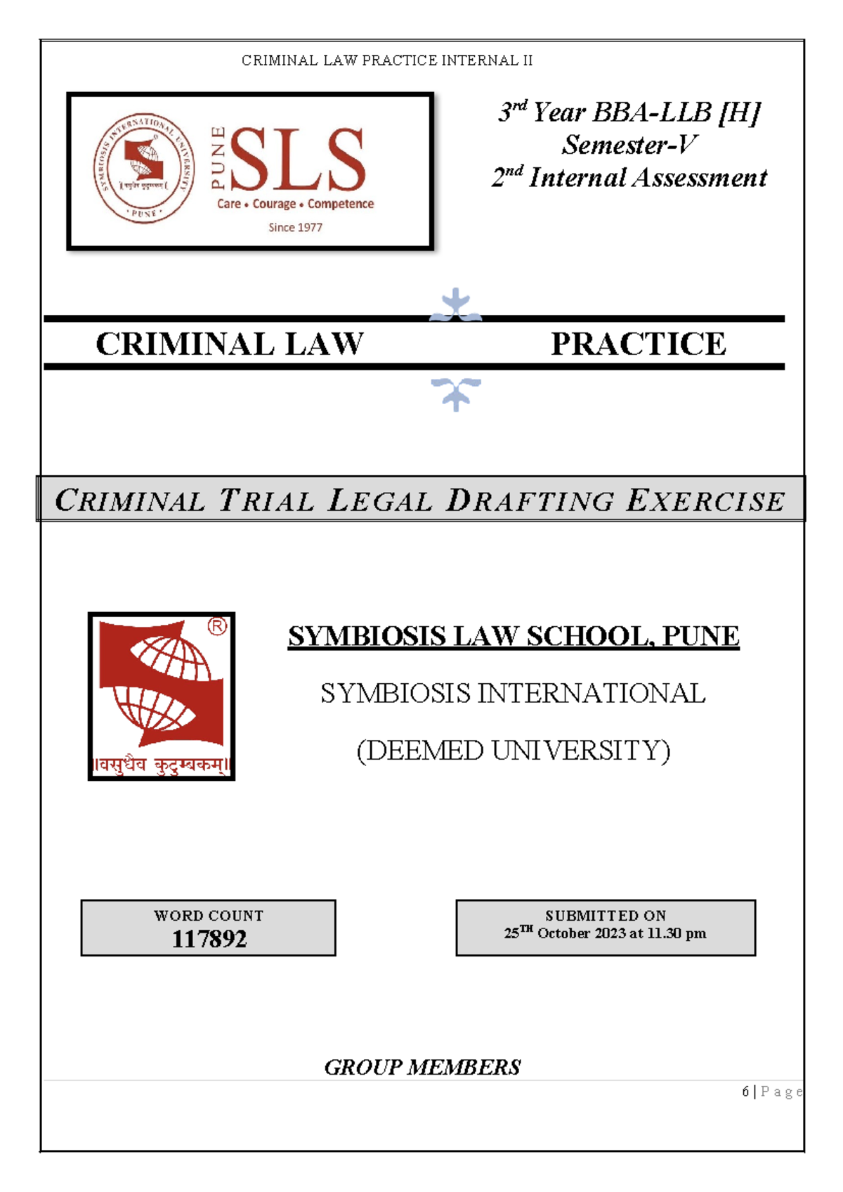 22010 12601dffeaf - 3 rd Year BBA-LLB [H] Semester-V 2 nd Internal ...