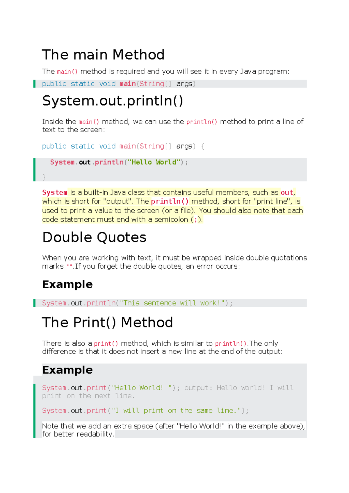 The main Method - notes - The main Method The main() method is required ...