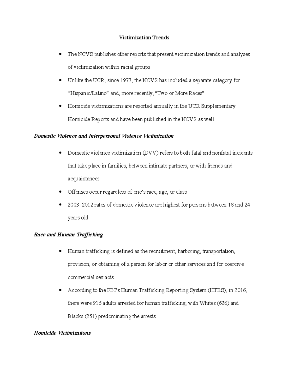 Victimization Trends - Studocu