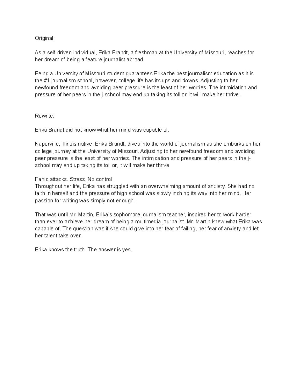 Erika Brandt Lead - Original: As a self-driven individual, Erika Brandt ...