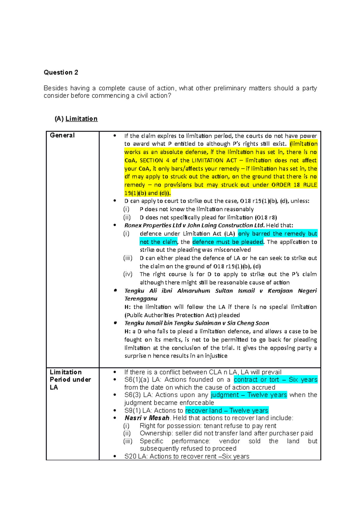 Tuto week 4 - tutorials - Question 2 Besides having a complete cause of ...