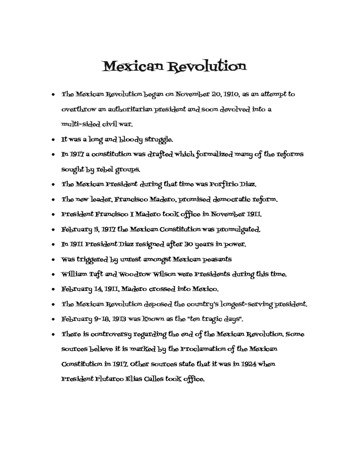 Mexican Revolution - It was a long and bloody struggle. In 1917 a ...