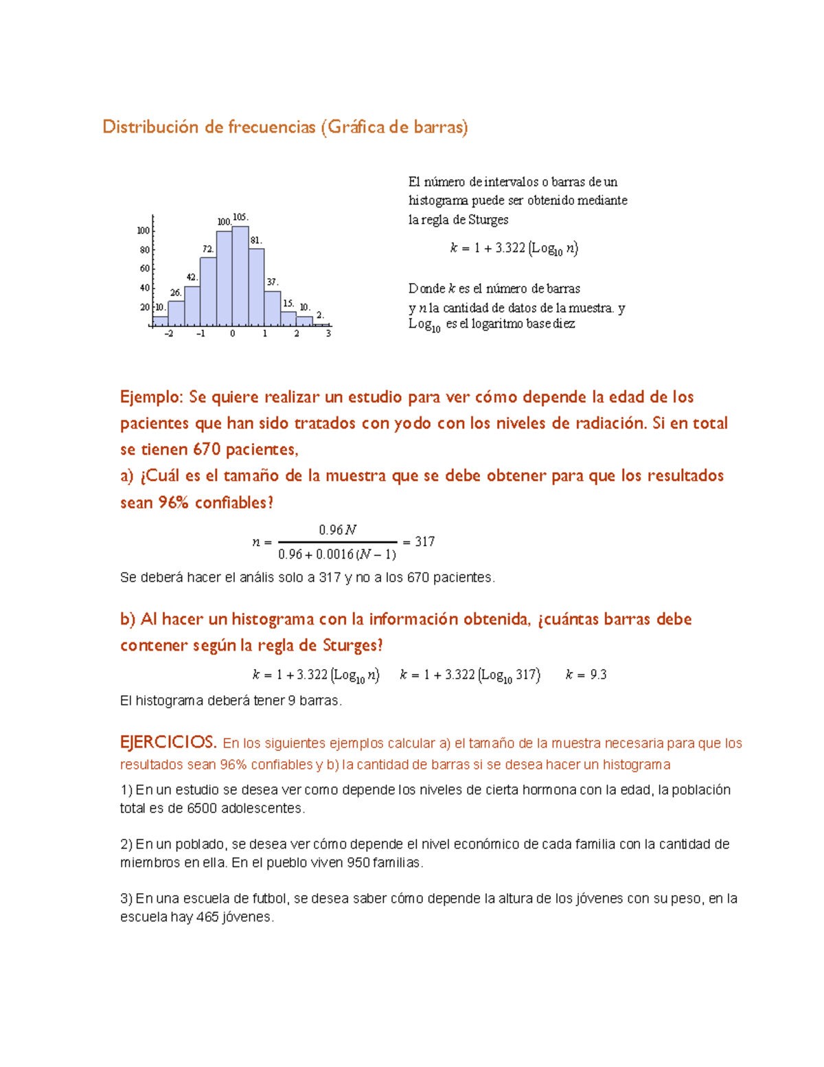 Regla de Sturges - Lectura sobre muestreo - DistribuciÛn de frecuencias ...