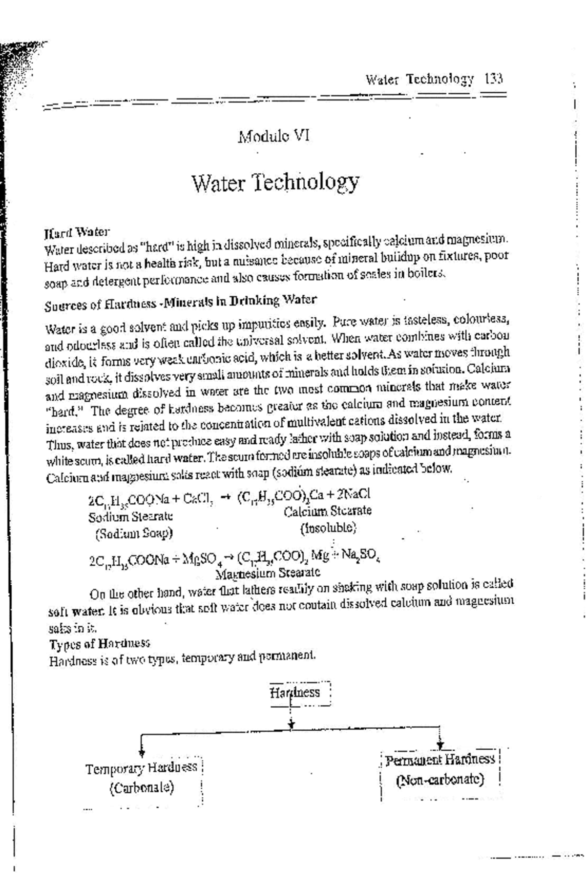Chem Module 6 - Water Technology 133 Module VI Water Technology Hard ...