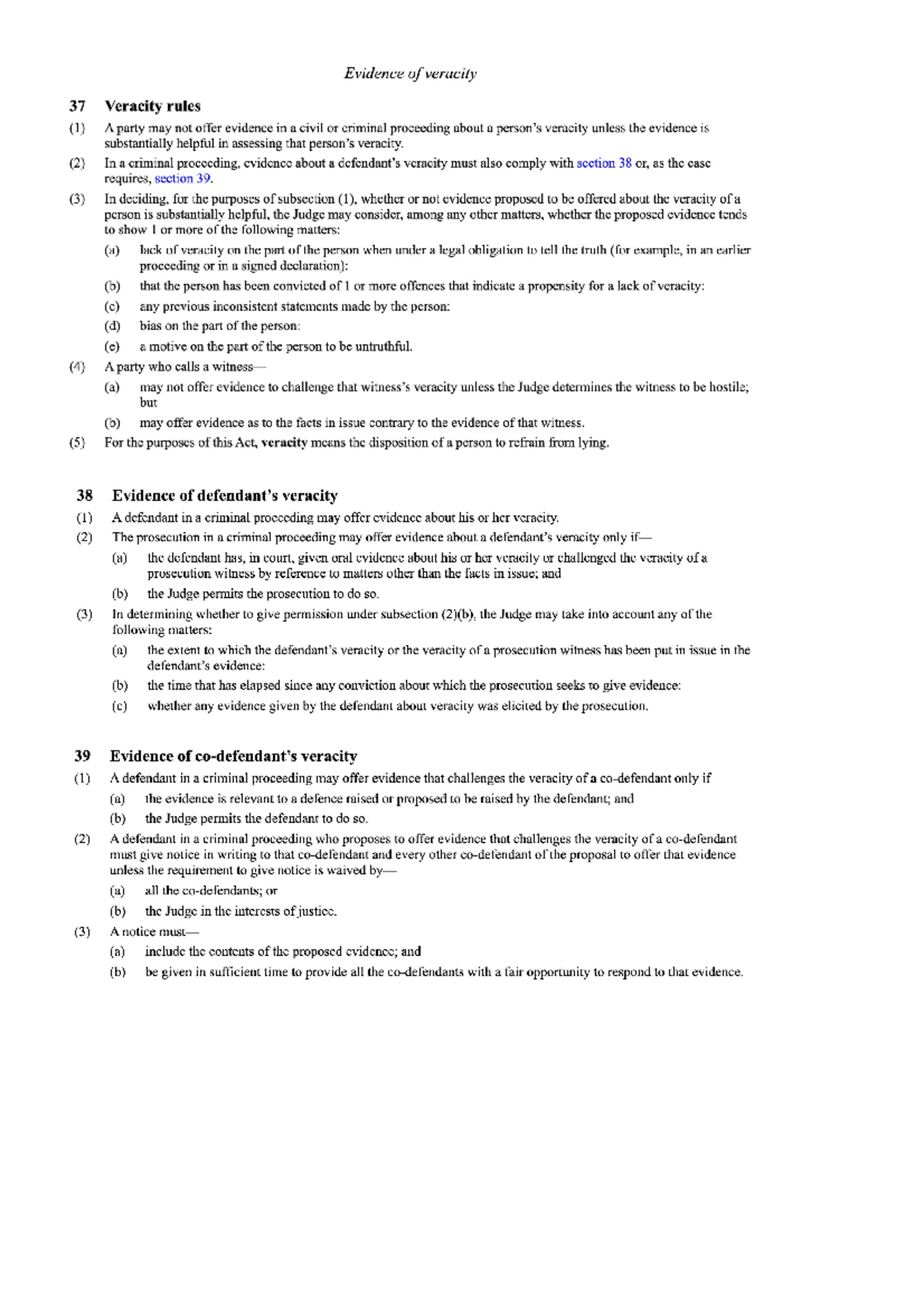 Legislation - Law of Evidence - Studocu