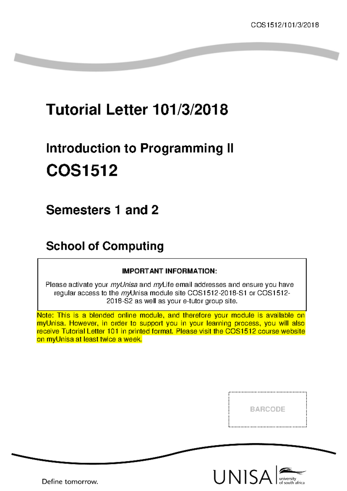 COS1512 101 2018 3 b - All Assignments and Solutions - COS1512/101/3 ...