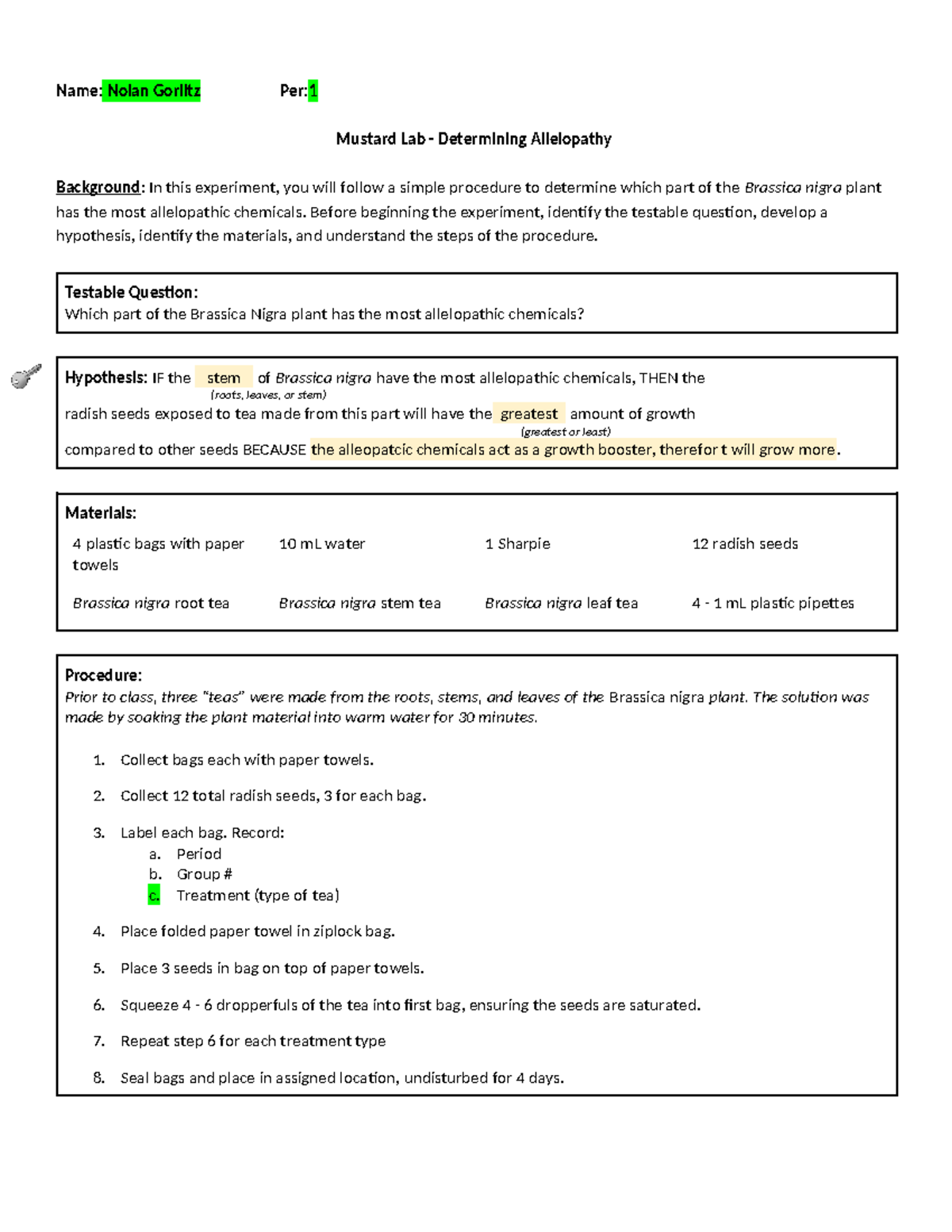 Copy of Mustard Lab Determining Allelopathy-2 - Name: Nolan Gorlitz Per ...