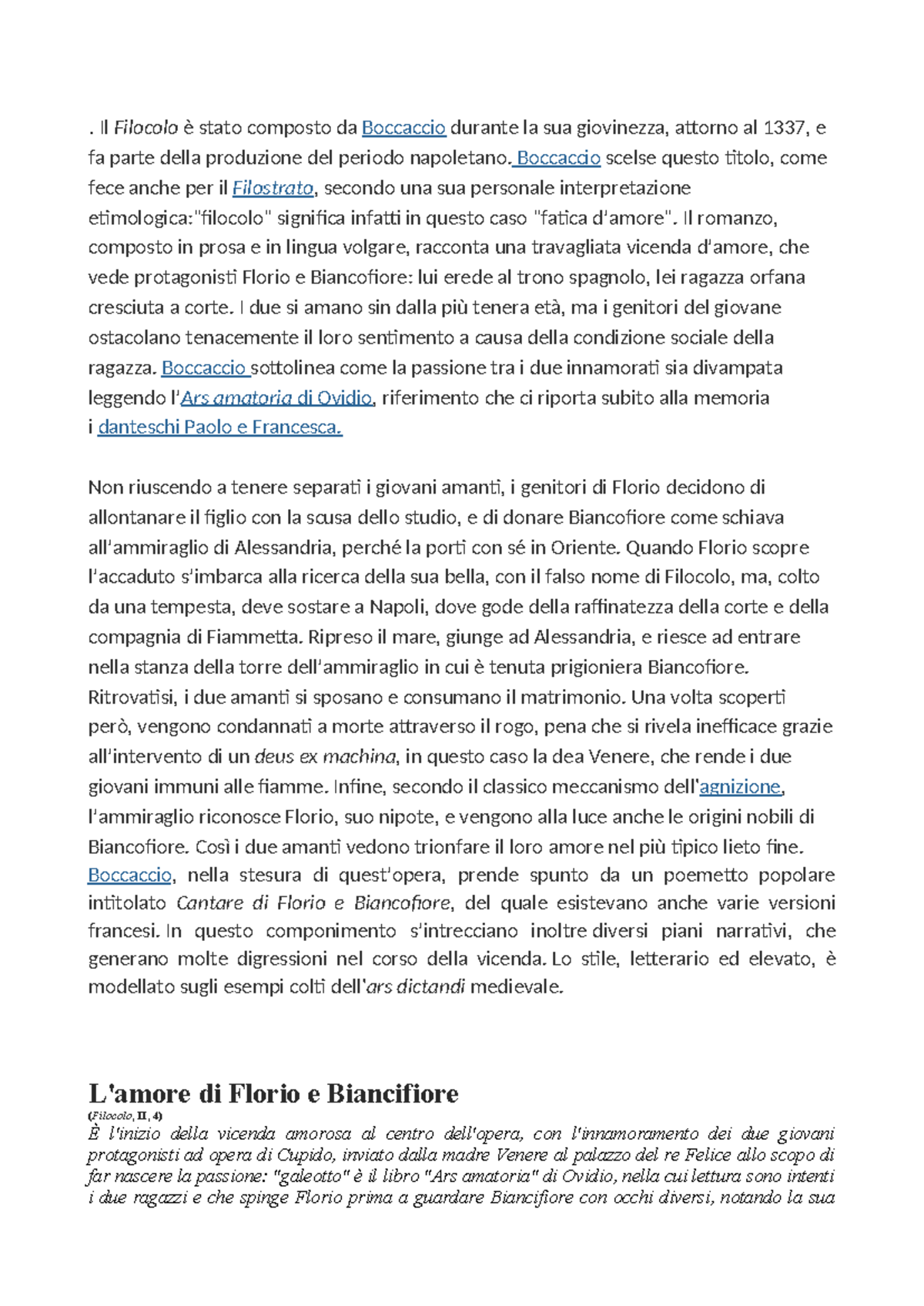 Filocolo - commento e descrizione dell'opera - . Il Filocolo è stato ...