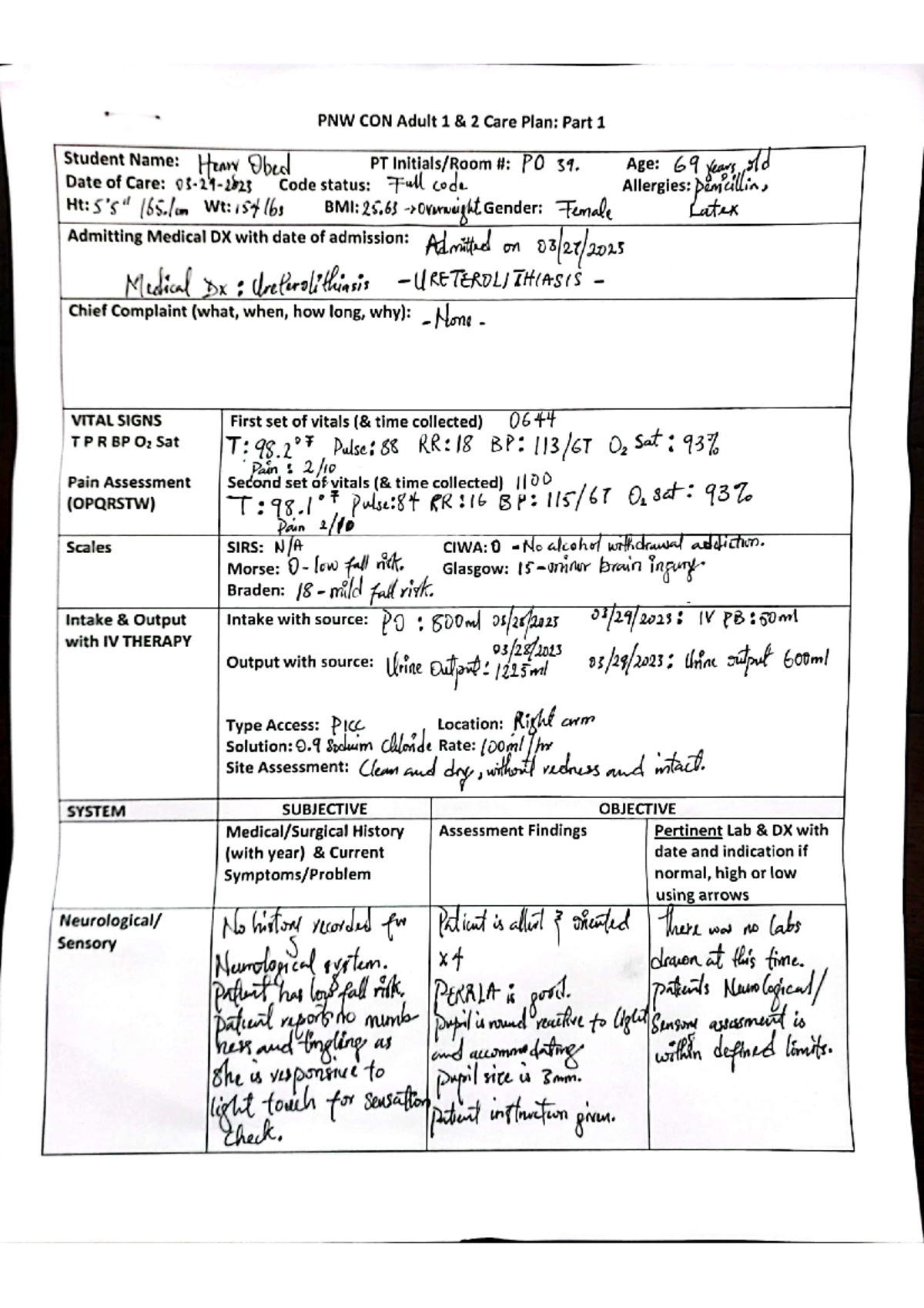 Care Plan 2 Adult 1 - Course Work - Studocu