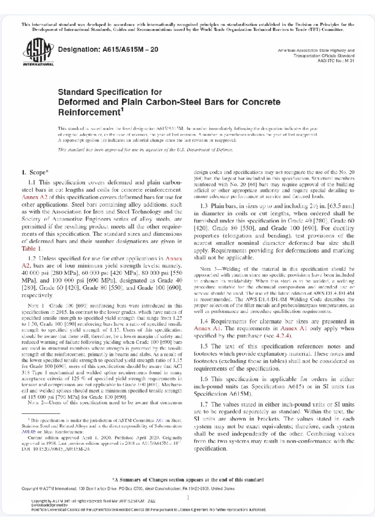 ASTM-A615 - difine as a standard - EE-353 - Studocu