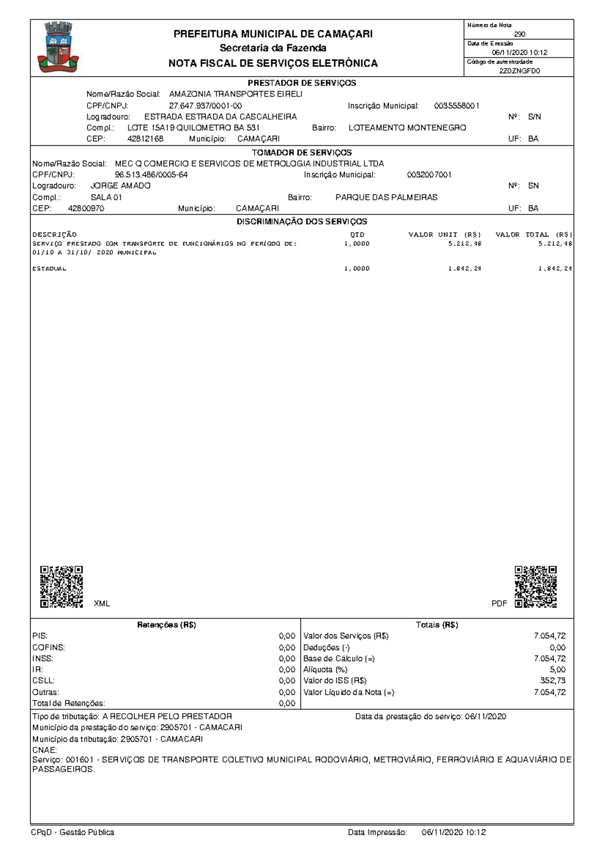 NFS-e(78) MEC Q - sdsdsdd - Código de autenticidade Data de Emissão ...