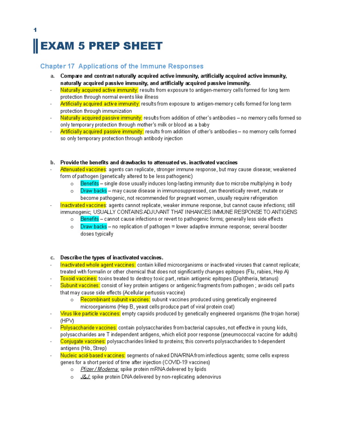 Exam 5 prep sheet copy - Grainy - EXAM 5 PREP SHEET Chapter 17 ...
