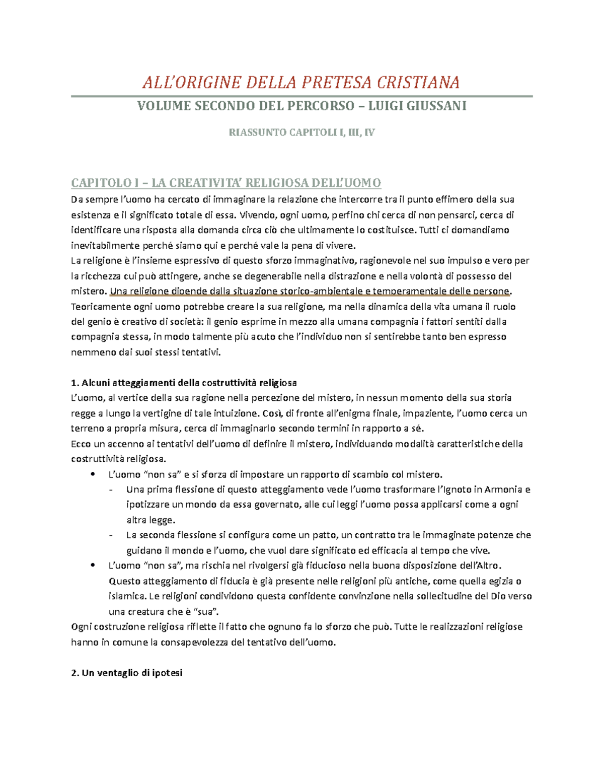 ALL' Origine Della Pretesa Cristiana - ALL’ORIGINE DELLA PRETESA ...