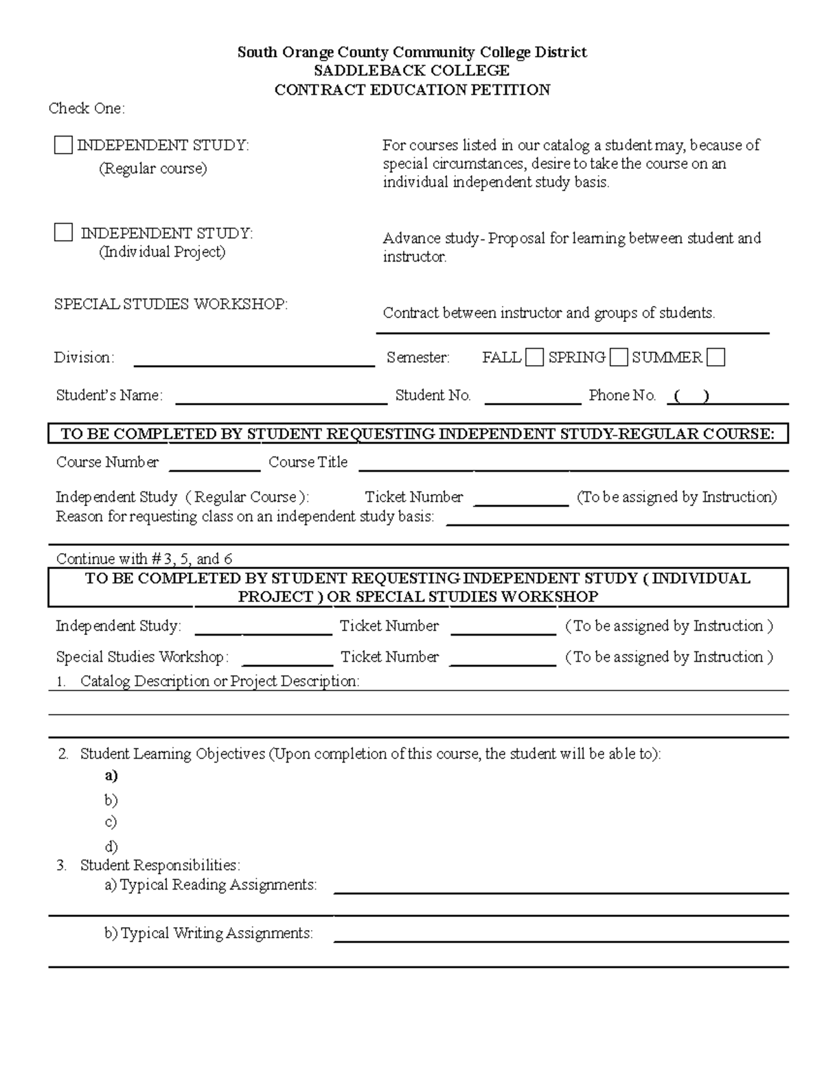 Contract education form - South Orange County Community College ...