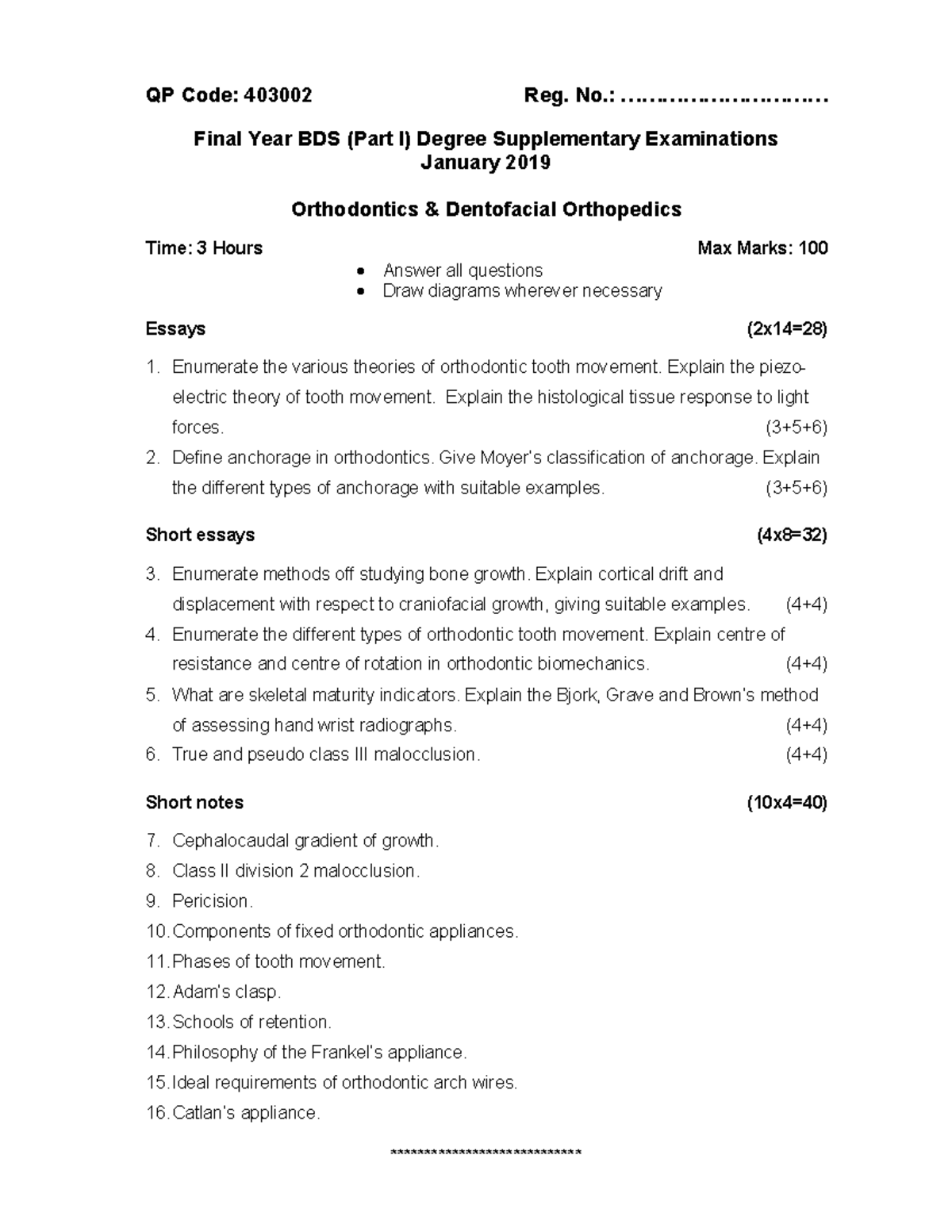 403002-8 - This pdf is regarding orthodontics previous questions ...