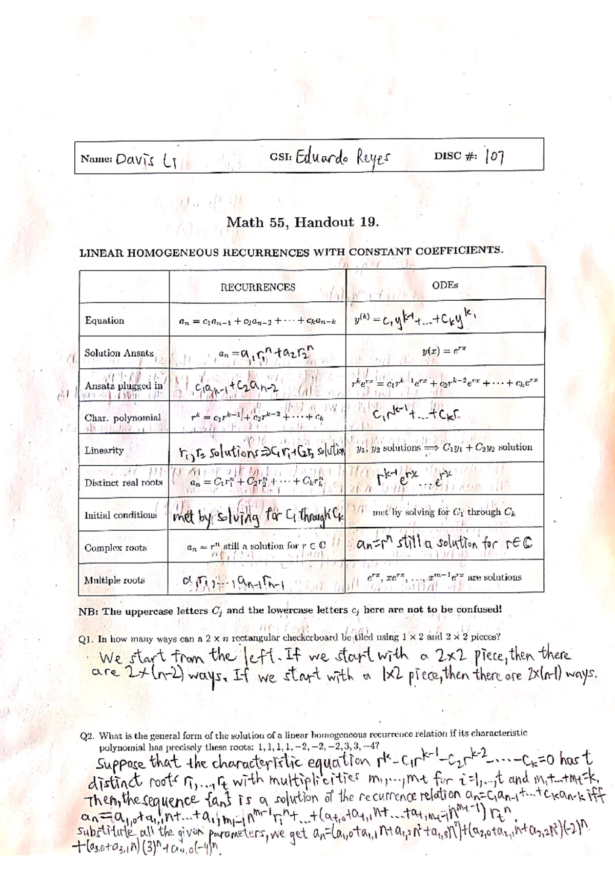 Math 55, Handout 19 - Lecture notes 19 - MATH 55 - Studocu