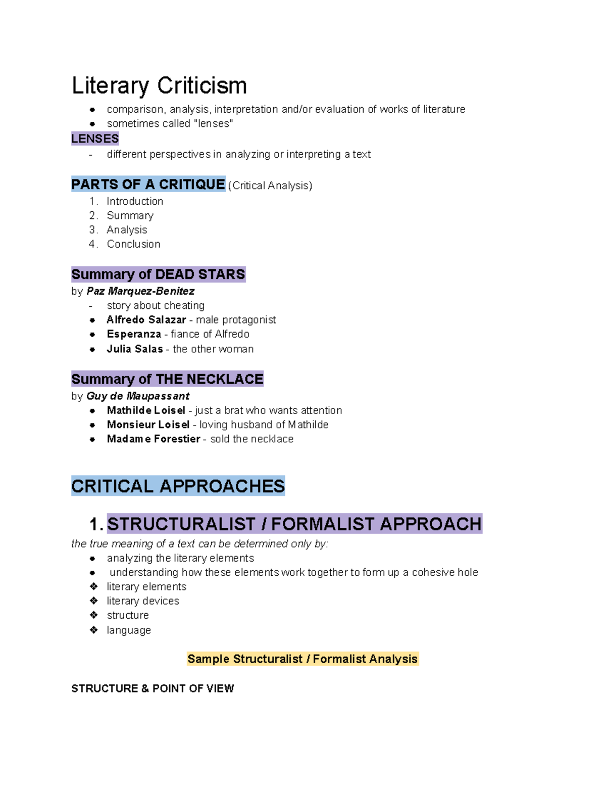 English N4 - Literary Criticism comparison, analysis, interpretation ...