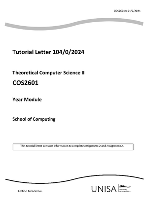 Solutions Assignment 1 COS2601-2021-201 - COS2601/201/ Tutorial letter ...