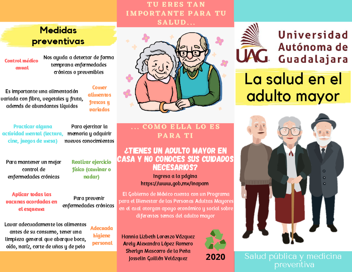 Tríptico Salud del Adulto Mayor - La salud en el adulto mayor Salud pública y medicina ...