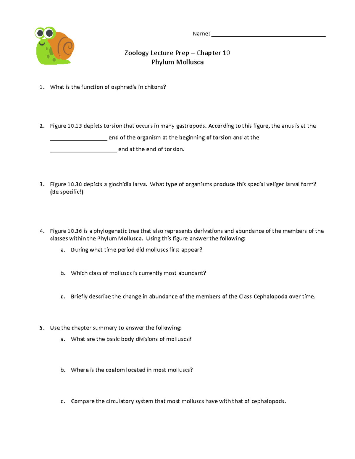 Lecture Prep Sheet - Chapter 10 - Name ...