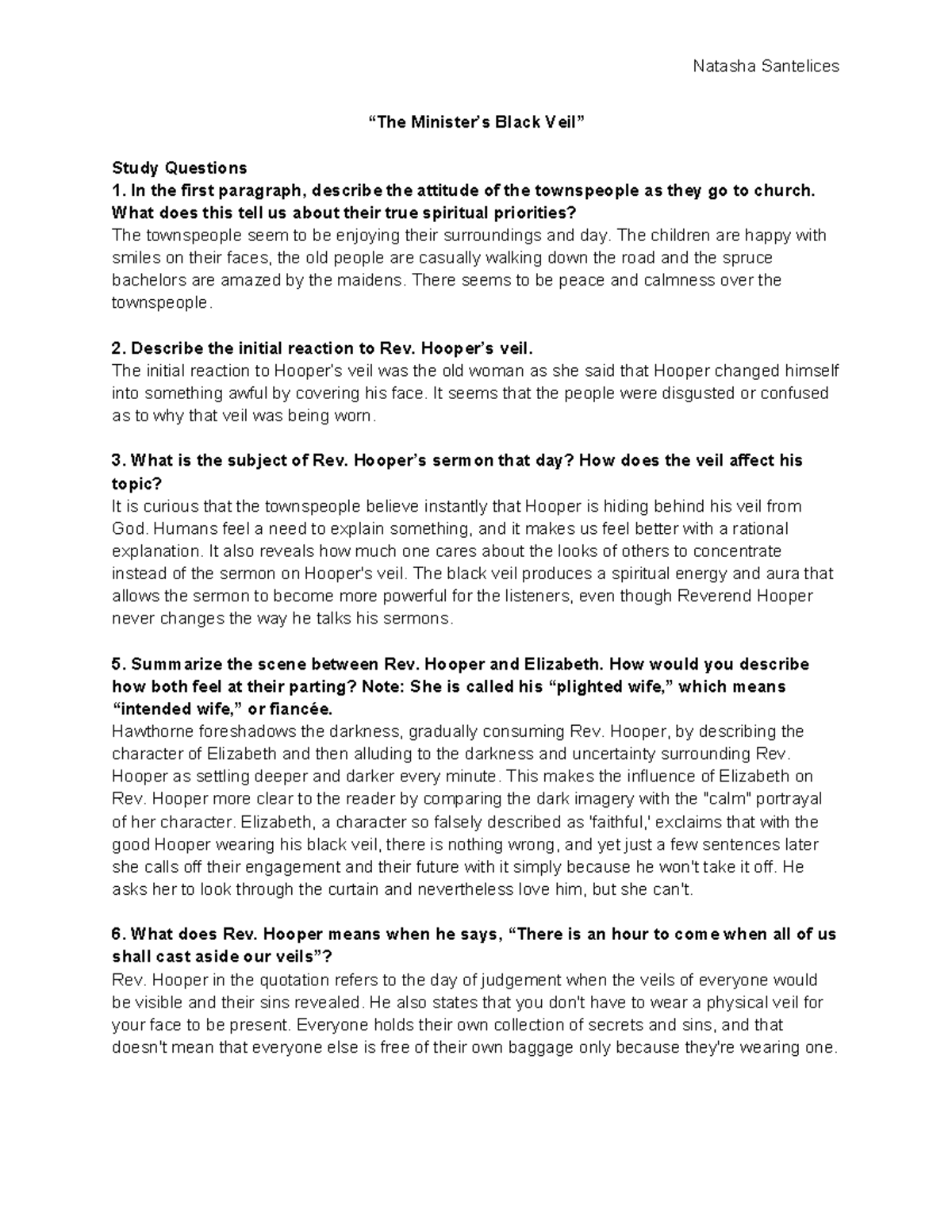 “The Minister’s Black Veil” - Natasha Santelices “The Minister’s Black ...