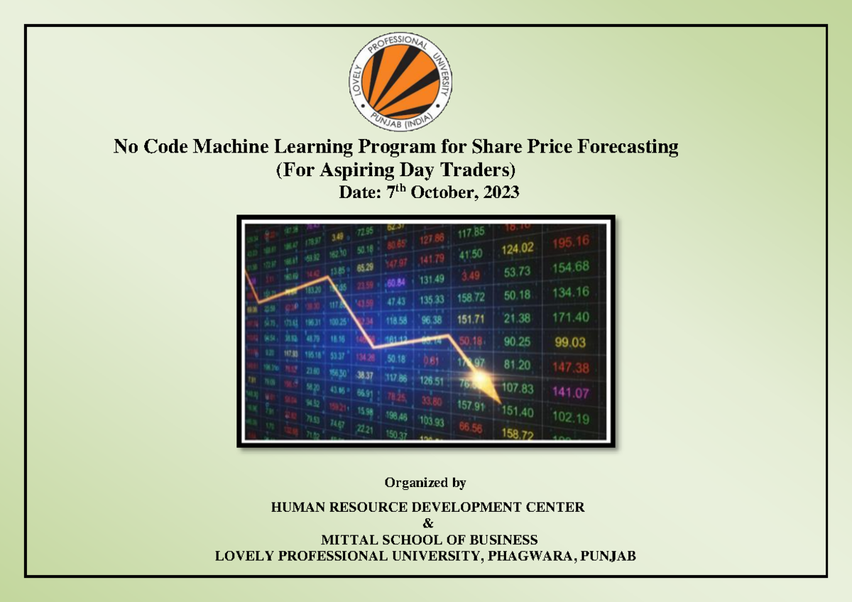 Brochure - No Code Machine Learning Program for Share Price Forecasting (For Aspiring Day ...