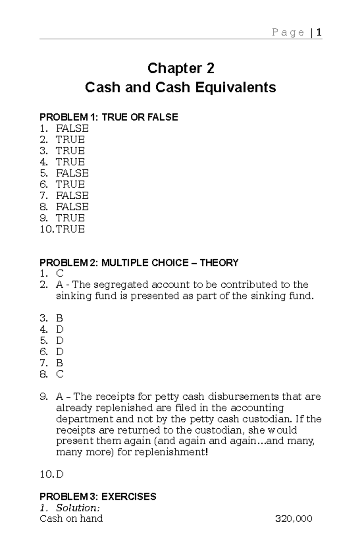 Cash and Cash Equivalent Millan - Chapter 2 Cash and Cash Equivalents ...