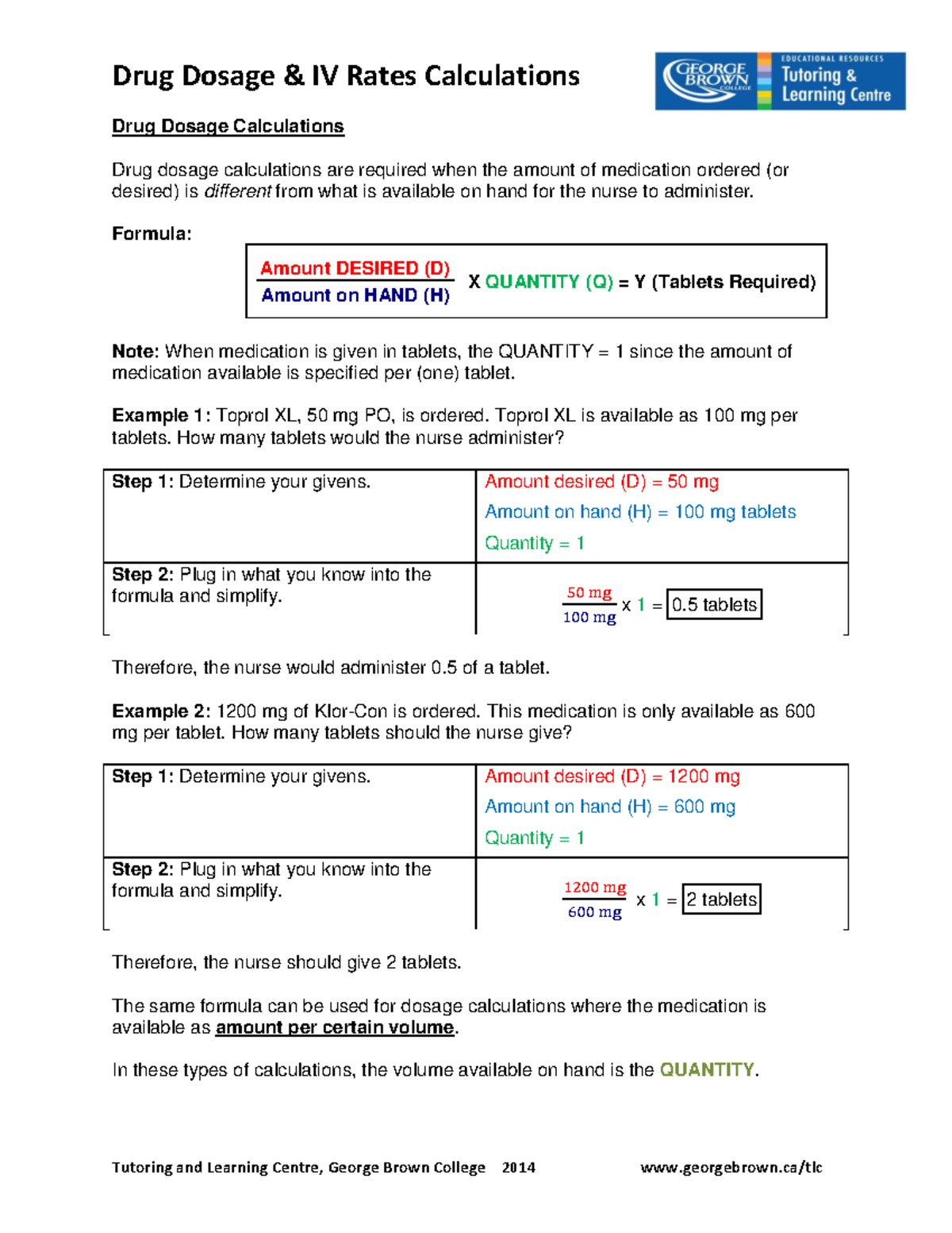 Drug dosage and iv rates calculations - Drug Dosage & IV Rates ...