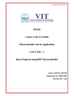 DLD LAB 4 - Assignments - Digital Logic Design (ECE2003) Lab Assessment – 4 Submitted by ...