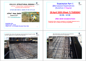 W4 - Week 4 Tutorial questions - CIVL311: STRUCTURAL DESIGN 1 CI V L9 1 1 : ST RU CT U RAL DESI ...