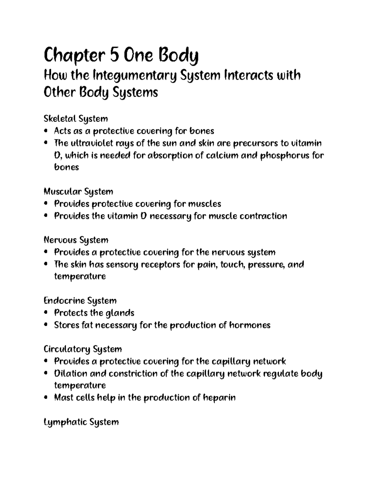 One body - CH 5 - How the integumentary system interacts with the other ...