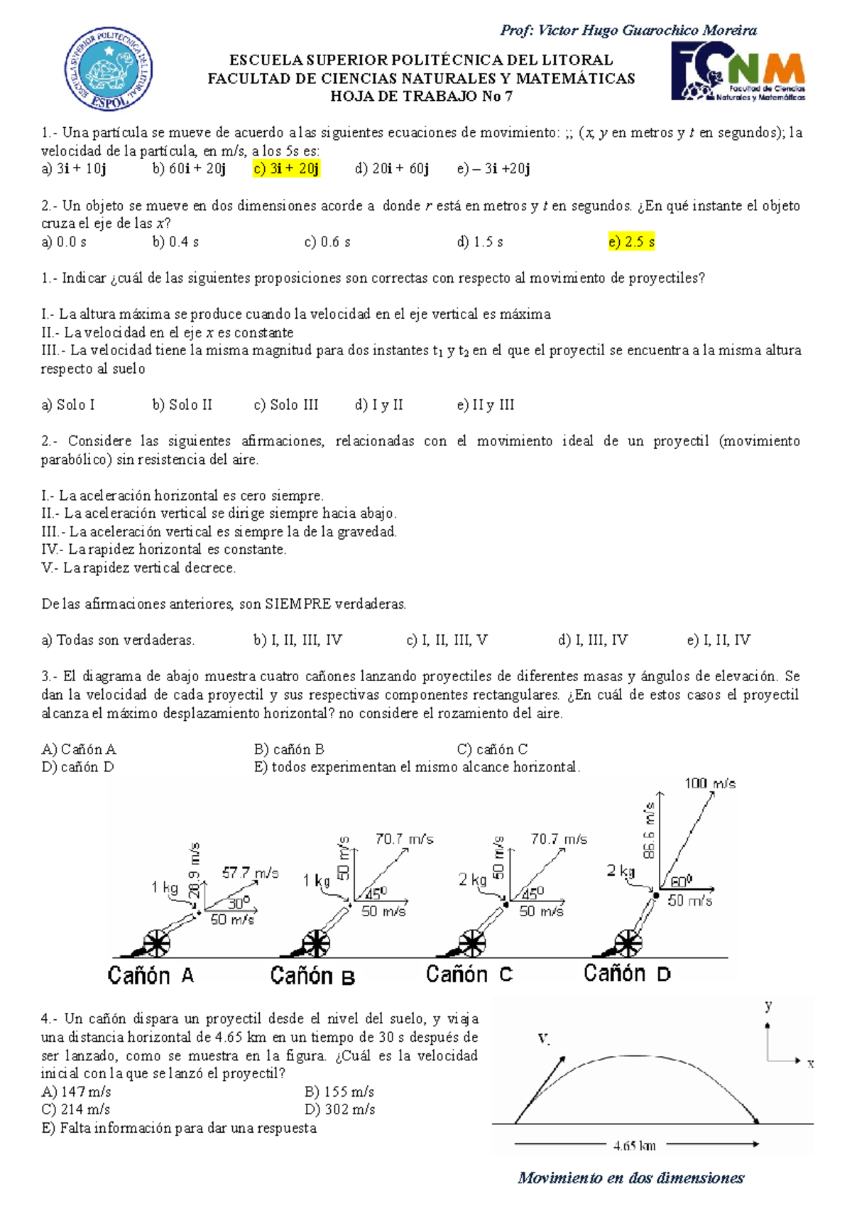 Hoja-de-Trabajo - Ejercicios de fisica - ESCUELA SUPERIOR POLITÉCNICA ...