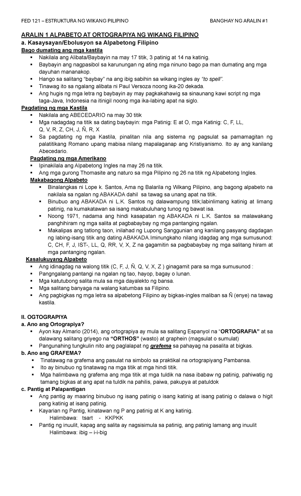 Estruktura ng Wika - ARALIN 1 ALPABETO AT ORTOGRAPIYA NG WIKANG FILIPINO a. Kasaysayan/Ebolusyon ...
