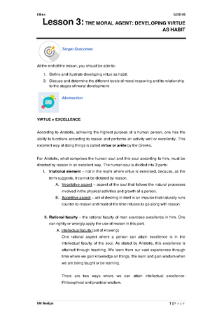 VAL02 Module Chapter 4 Utilitarianism - ETHICS: FOUNDATIONS OF MORAL VALUATION CHAPTER IV: THE ...