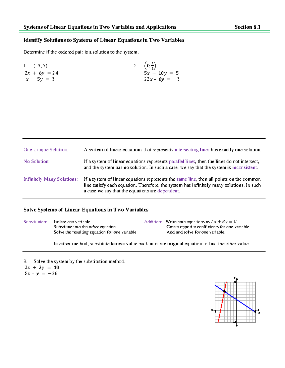8.1 Systems of Linear Equations in Two Variables ADA - Systems of ...