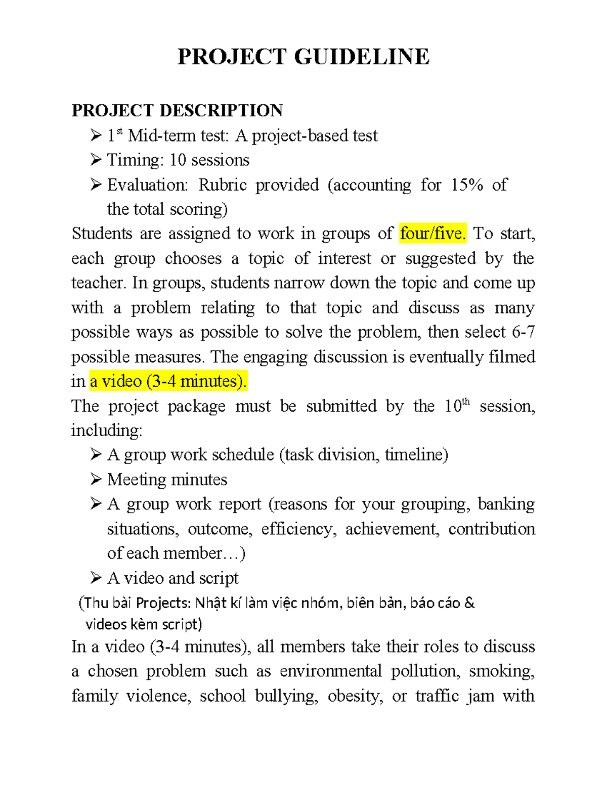 E2- Project Guideline - PROJECT GUIDELINE PROJECT DESCRIPTION 1 st Mid ...