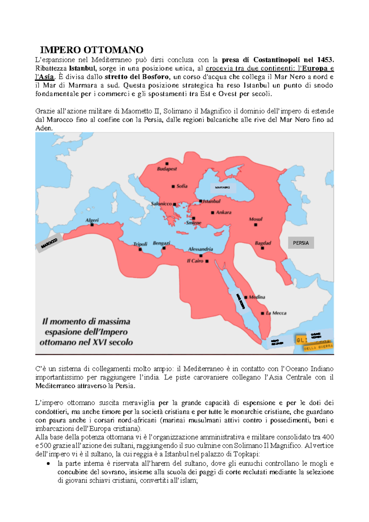 Impero Ottomano - Questi appunti sono molto completi, non c’è la ...