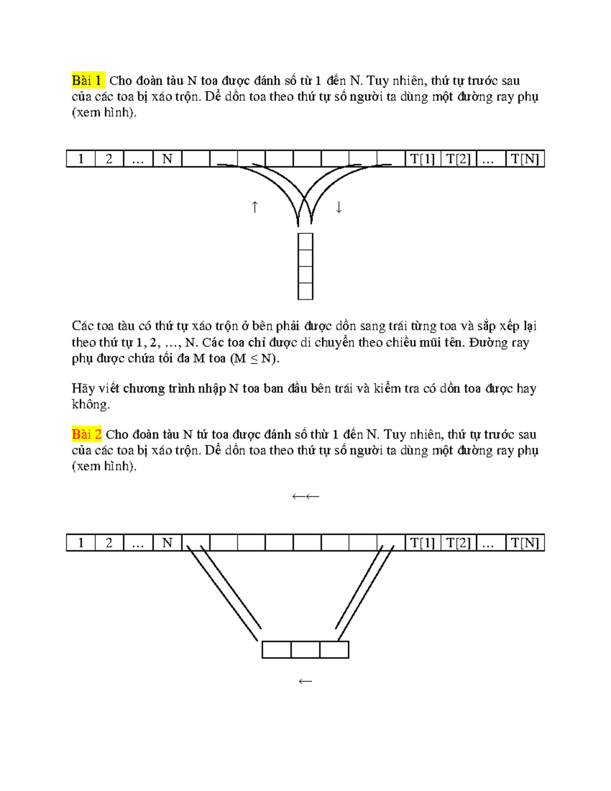 BT Ch3 - sfsfs - Bài 1 Cho đoàn tàu N toa được đánh số từ 1 đến N. Tuy nhiên, thứ tự trước sau ...